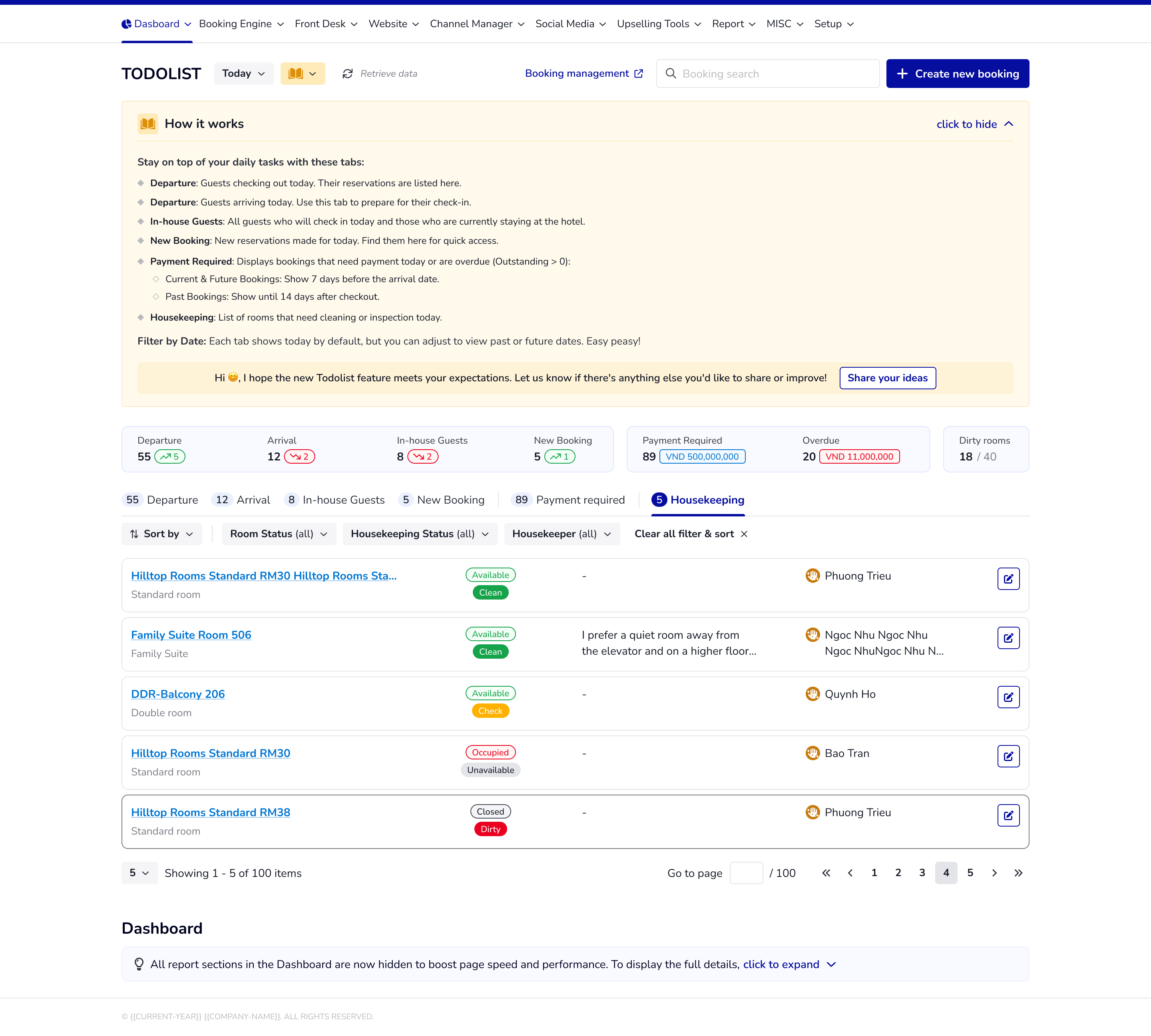 TODOLIST Update: Optimize Room Operations With Housekeeping Tab